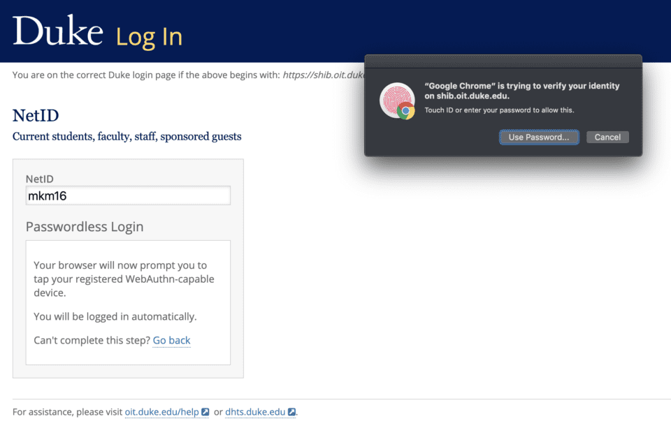 Duke Unlock: One-step Multi-factor - InCommon
